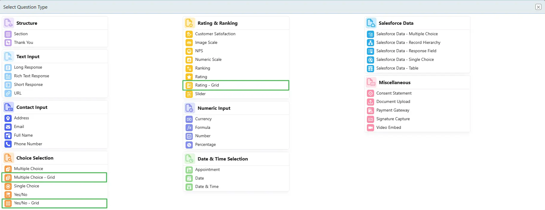 About Grid Questions - SurveyVista
