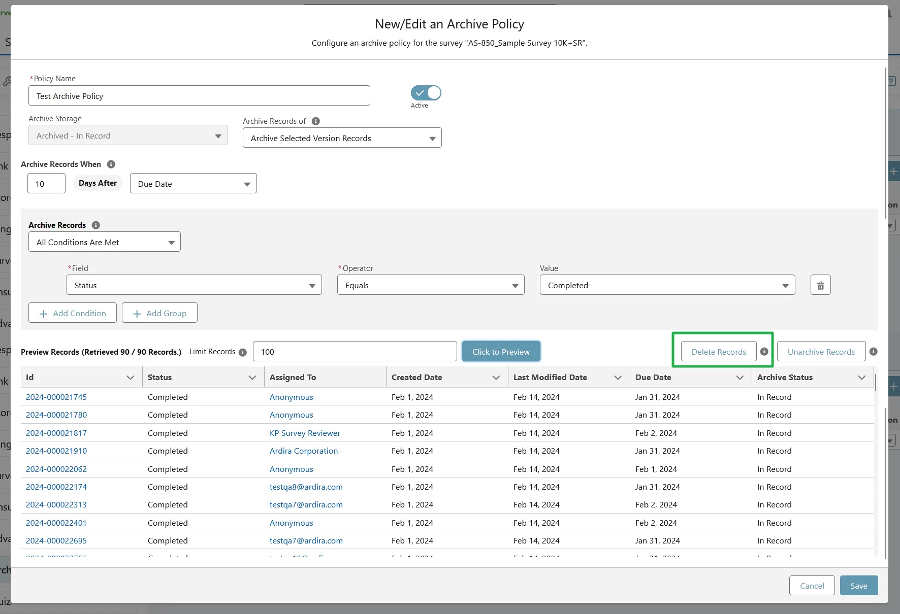 Archiving Survey Responses to Save Storage Space - SurveyVista
