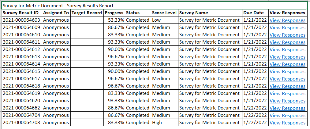 Tabular Report - SurveyVista