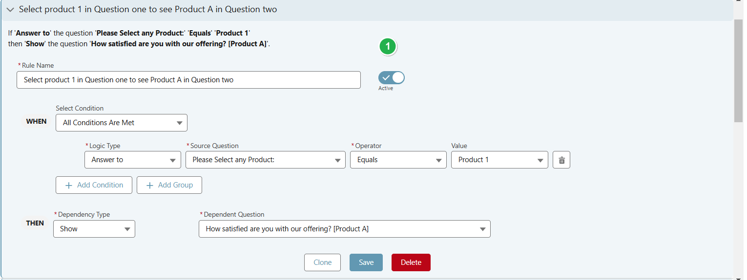 Use Case Of Grid Type Question As Source And Dependency Question Logic Type Answer To 