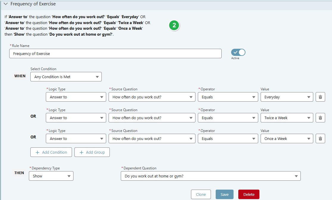Use Case Of ‘show Rule Dependency With Single Question And Multiple Answer Choice 