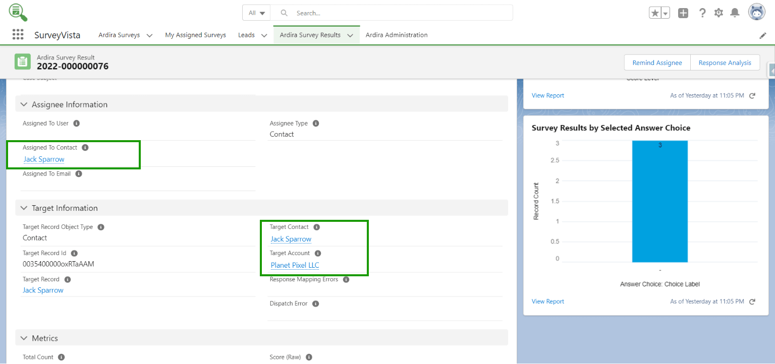 Associating Survey Responses with Targets using Link Records