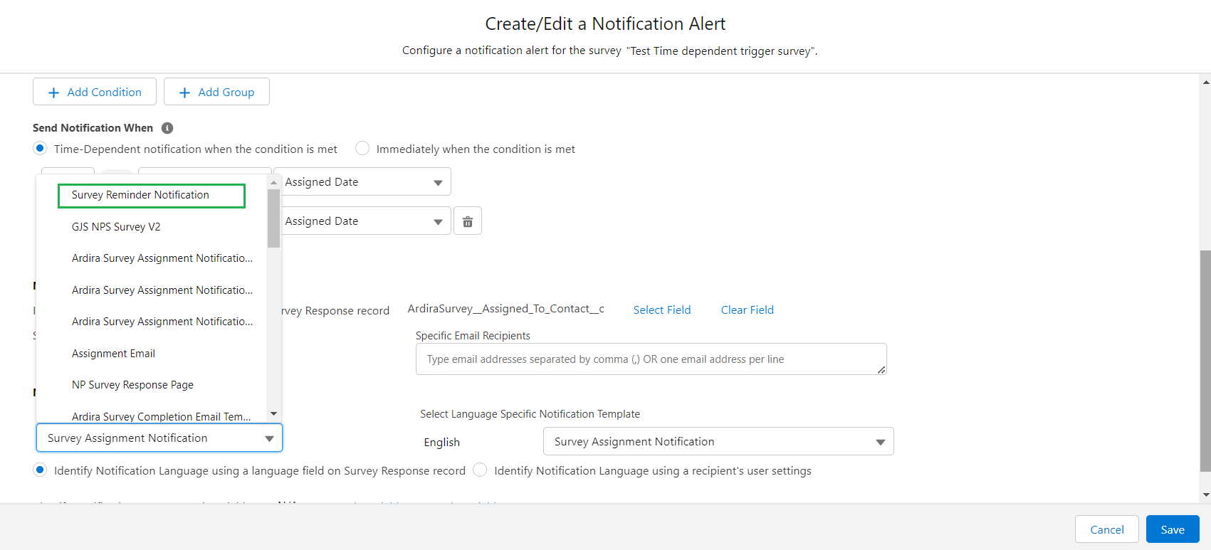 Configure personalized and detailed Alert Notifications - SurveyVista