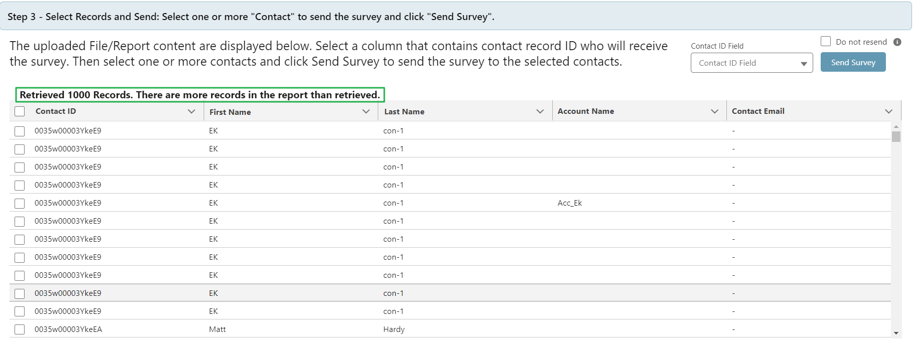 Send Survey using Salesforce Report - SurveyVista