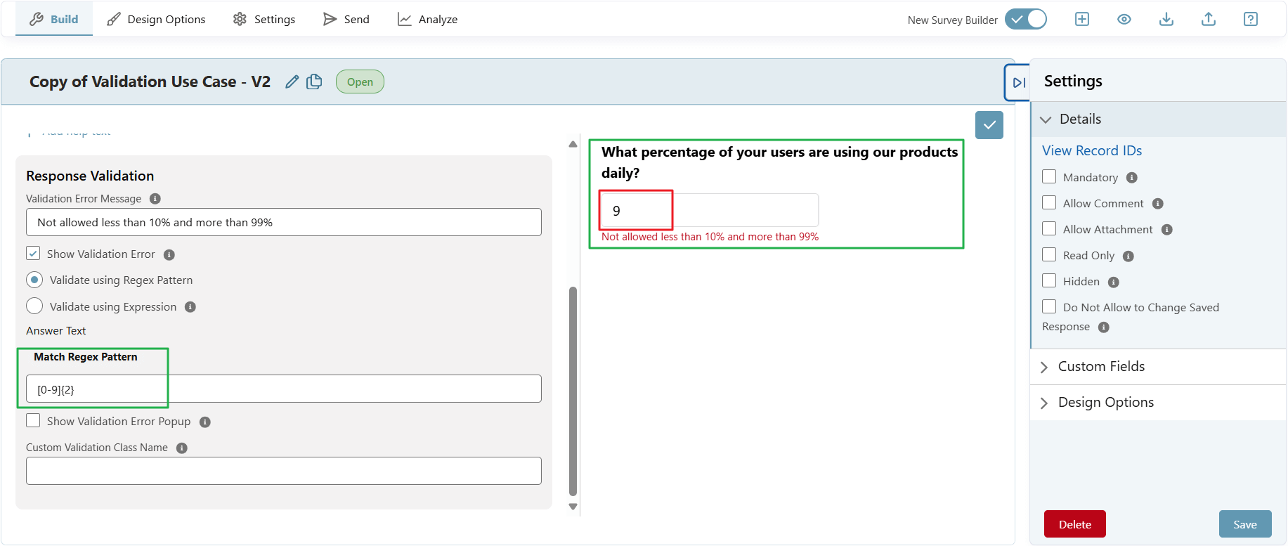 Configure Question Response Validation - SurveyVista