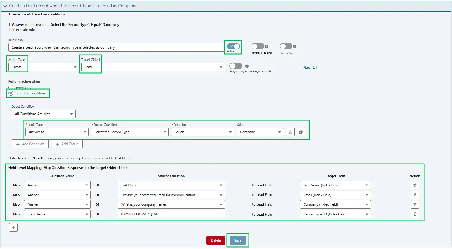 Create Lead Record Based on Record type - SurveyVista