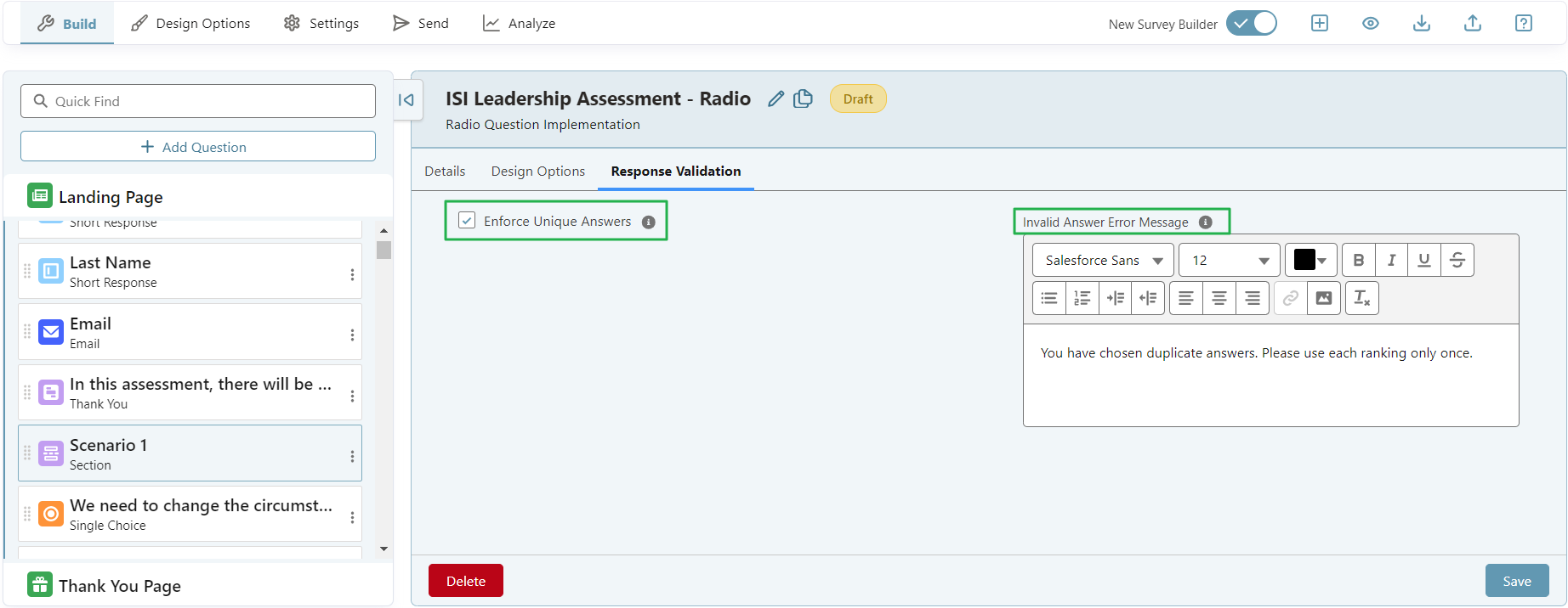 Configure Question Response Validation - SurveyVista