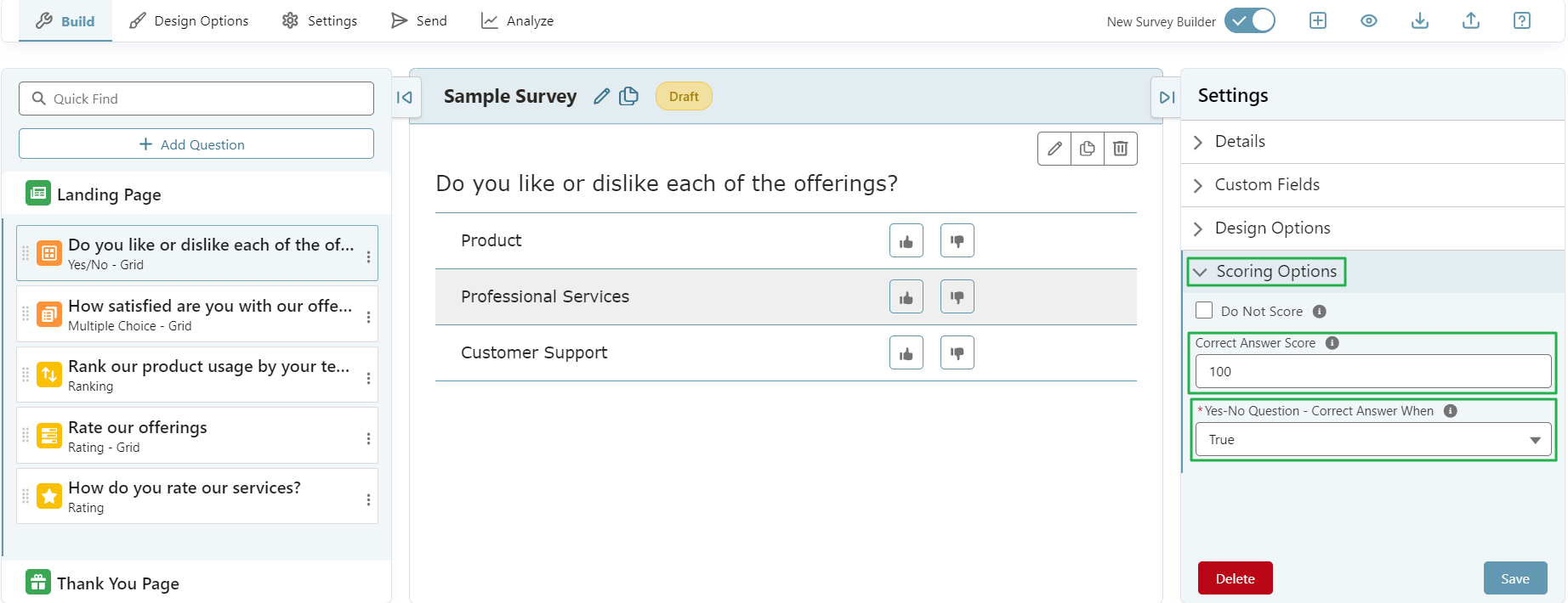 Question and Survey Score Calculation - SurveyVista